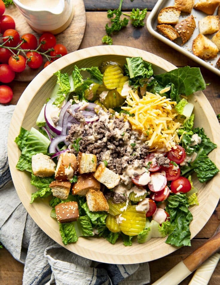 Big Mac Salad with Special Sauce Dressing - The Seasoned Mom