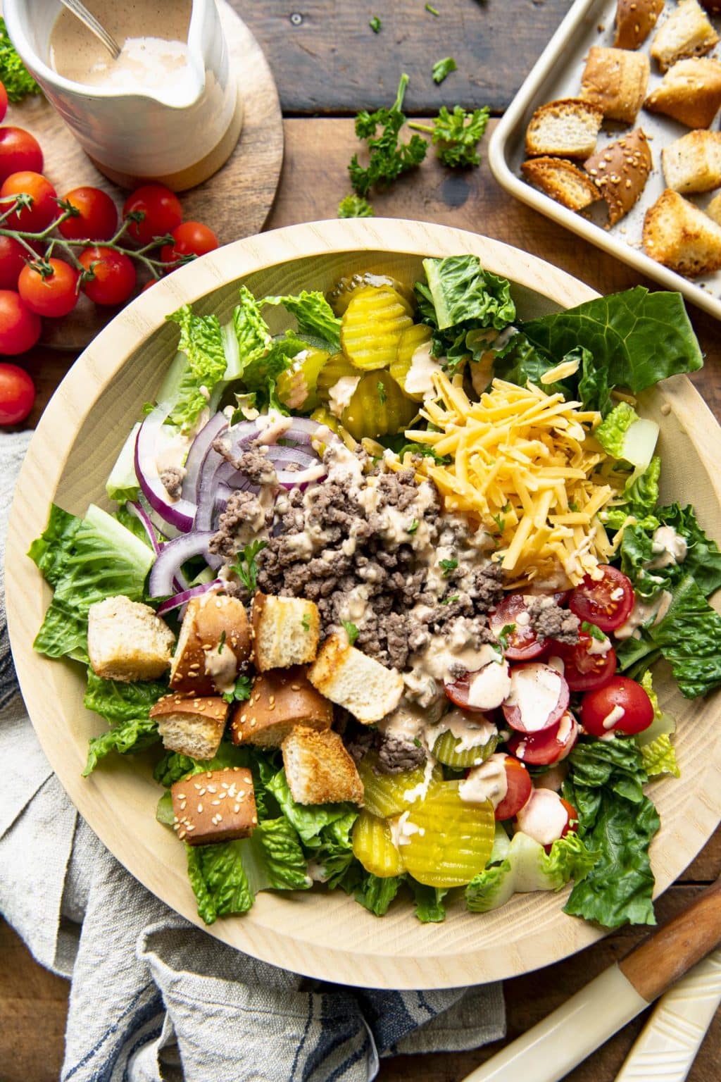 Big Mac Salad with Special Sauce Dressing - The Seasoned Mom