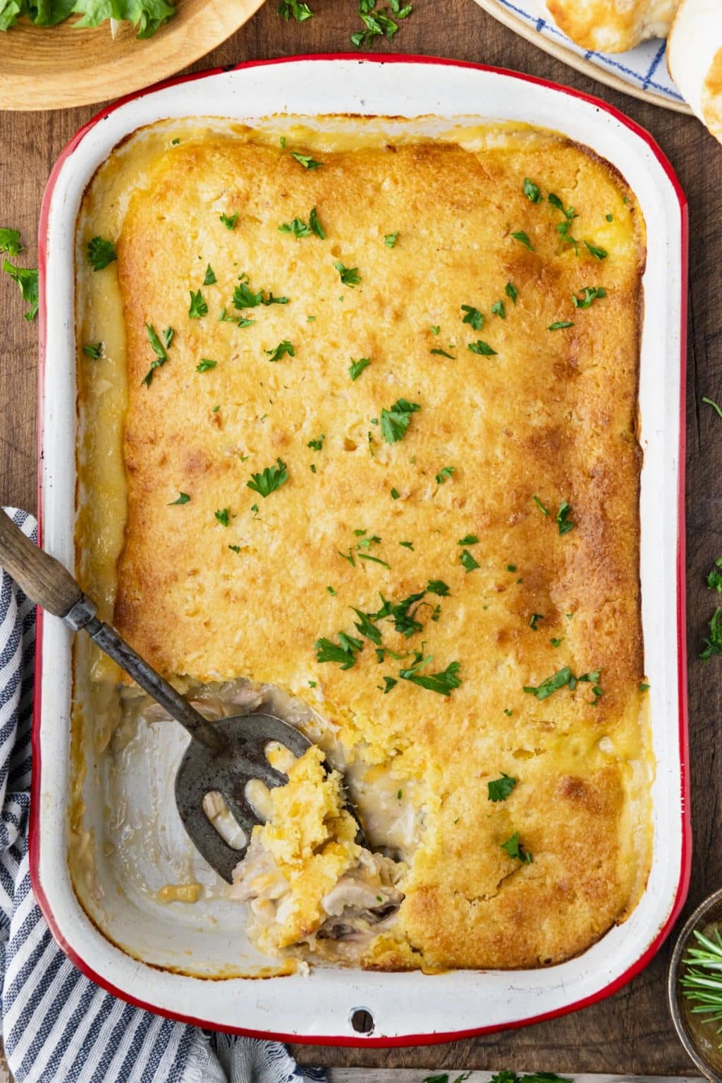 Farmhouse Chicken Cornbread Casserole - The Seasoned Mom