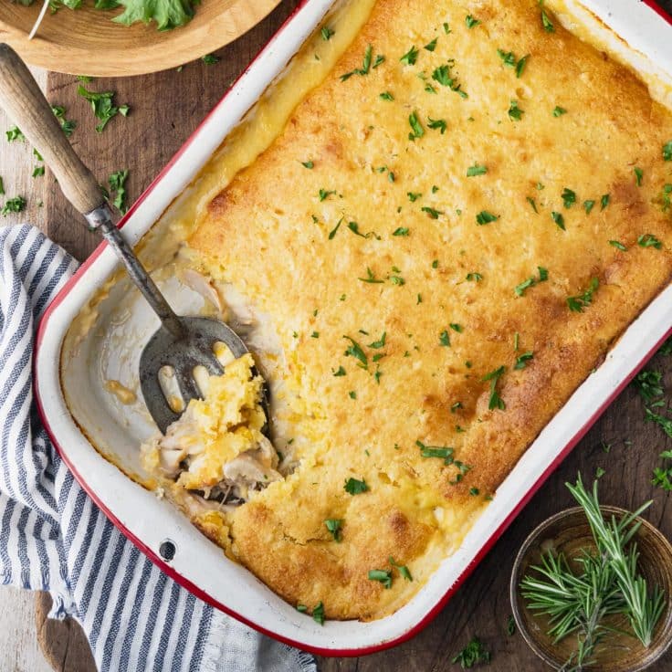 Farmhouse Chicken Cornbread Casserole - The Seasoned Mom