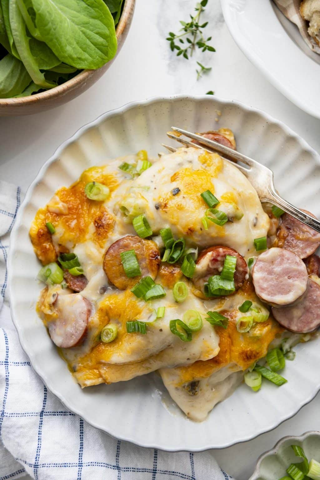 Dump-and-Bake Pierogi Casserole with Kielbasa - The Seasoned Mom