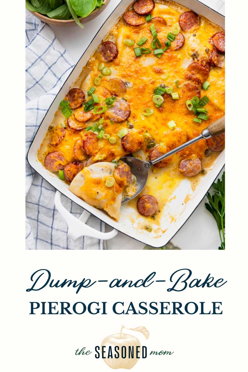 Dump-and-Bake Pierogi Casserole with Kielbasa - The Seasoned Mom
