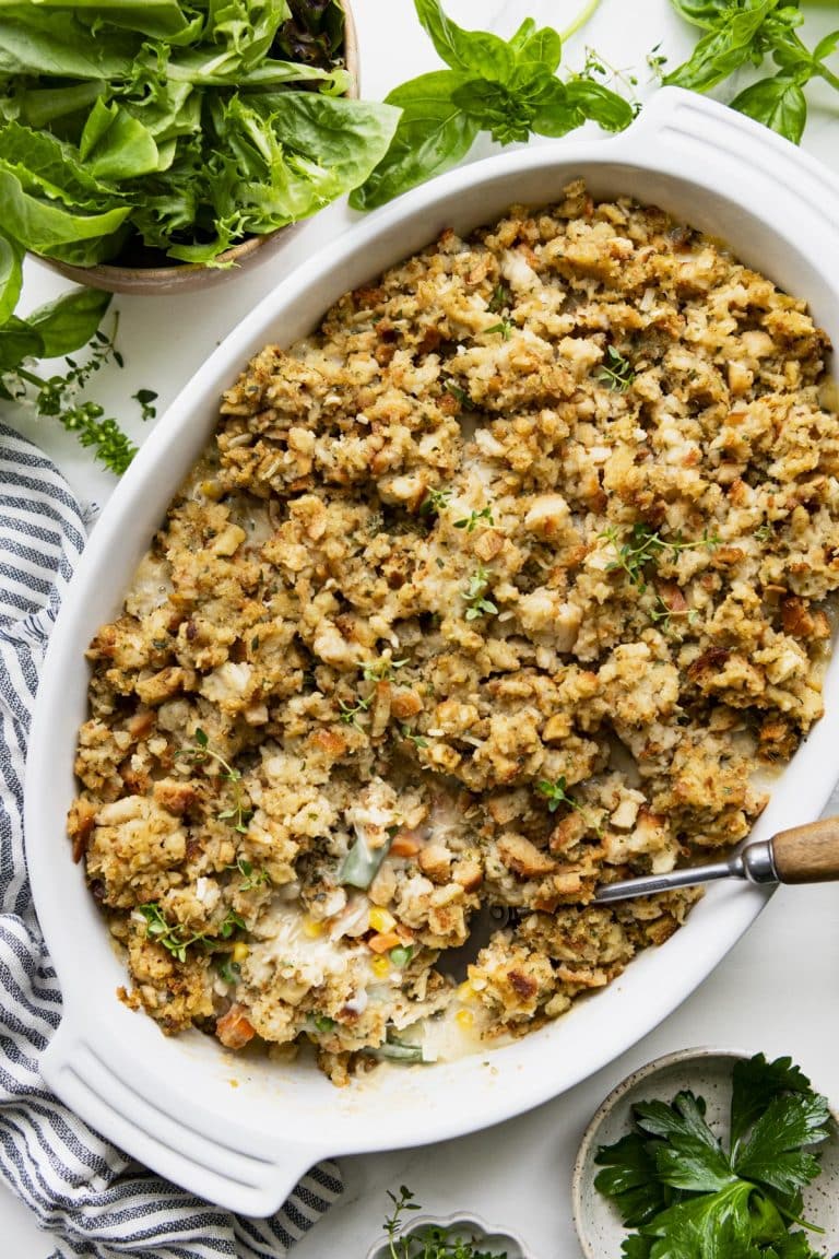Dump-and-Bake Turkey and Stuffing Casserole - The Seasoned Mom