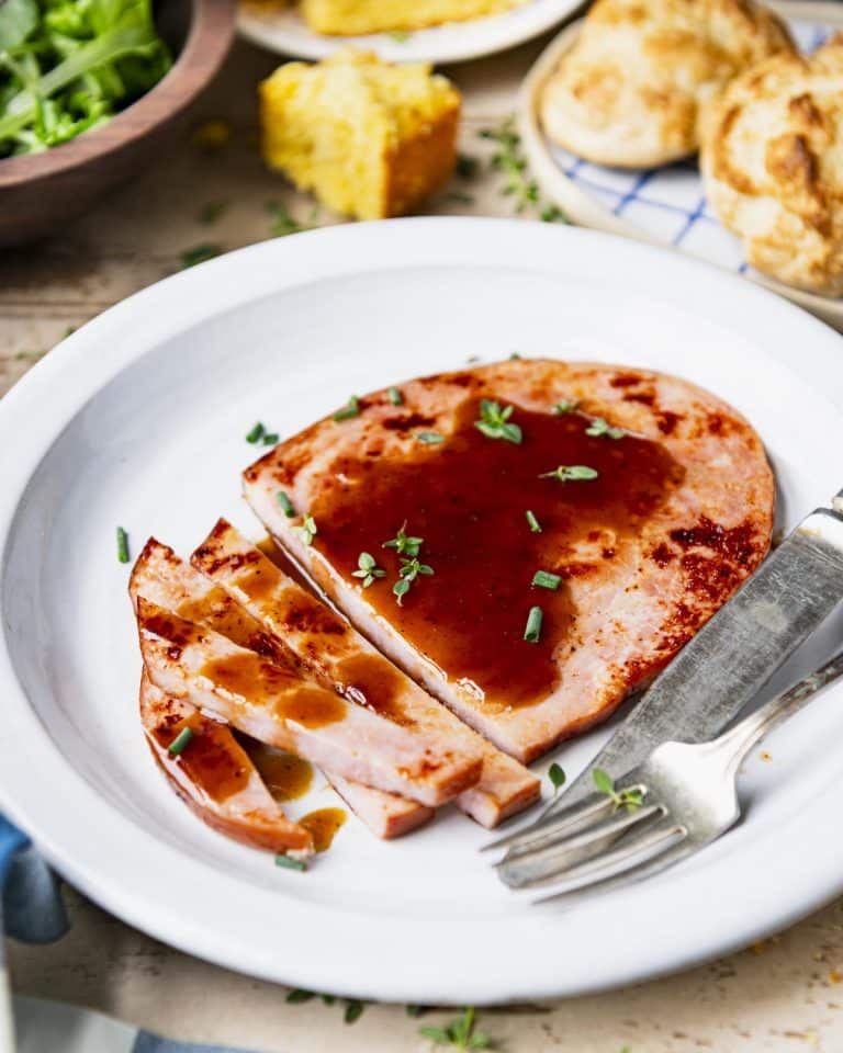 Simple Ham Steak with Brown Sugar Glaze - The Seasoned Mom