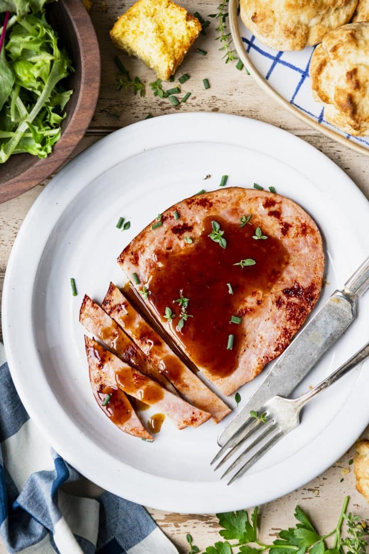 Simple Ham Steak with Brown Sugar Glaze - The Seasoned Mom