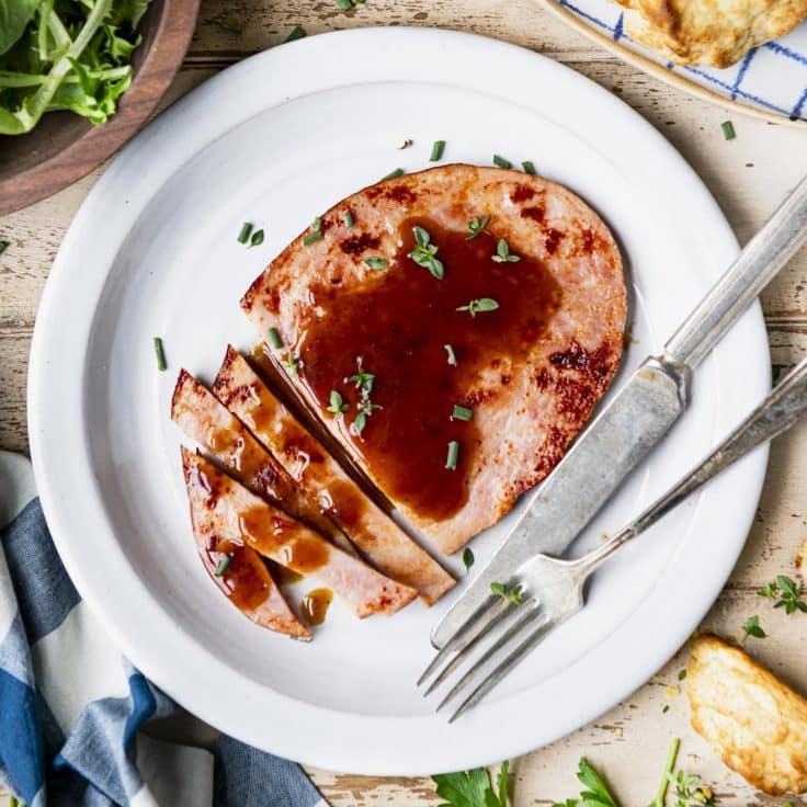Simple Ham Steak with Brown Sugar Glaze - The Seasoned Mom