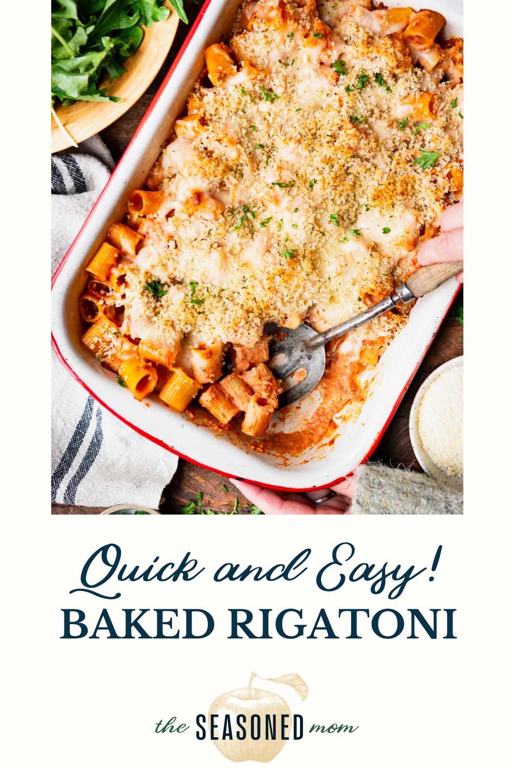 Simple Baked Rigatoni Recipe (No Meat) - The Seasoned Mom