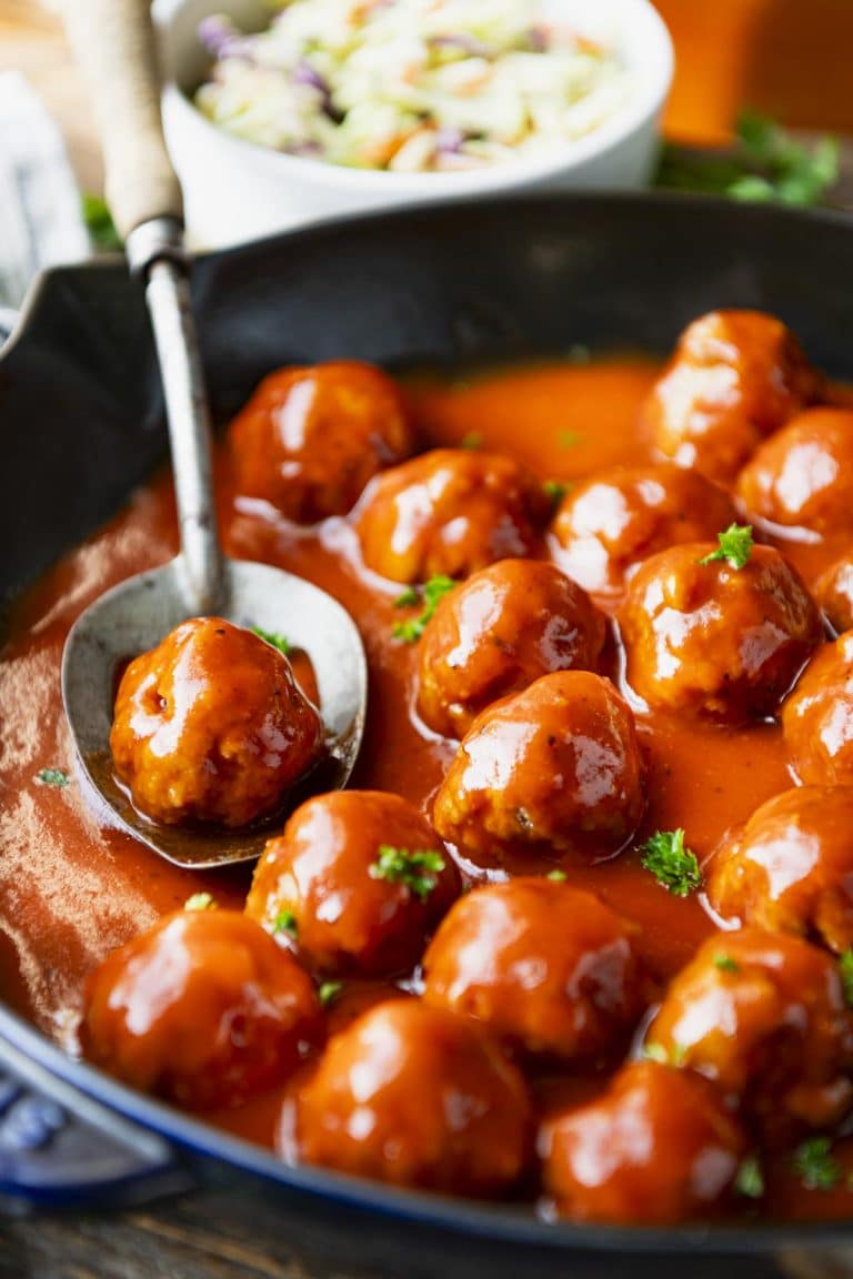 Easy Baked BBQ Meatballs - The Seasoned Mom