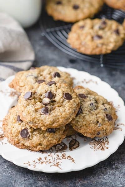 Soft and Chewy Oatmeal Chocolate Chip Cookies - The Seasoned Mom