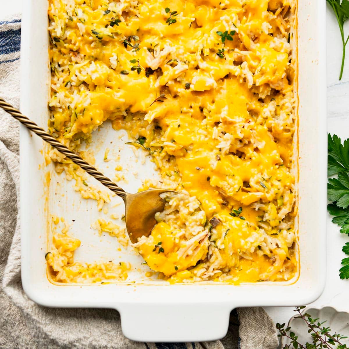 Dump-and-Bake Cheesy Chicken and Rice Casserole - The Seasoned Mom