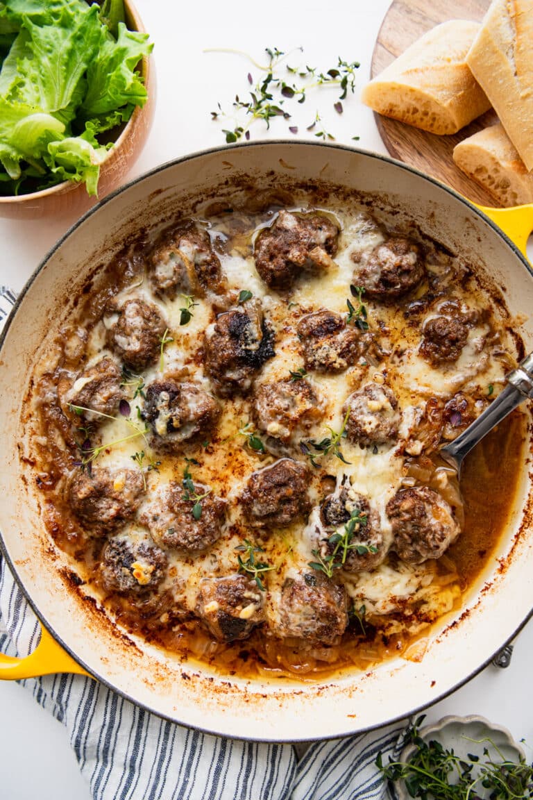 French Onion Soup Meatballs - The Seasoned Mom